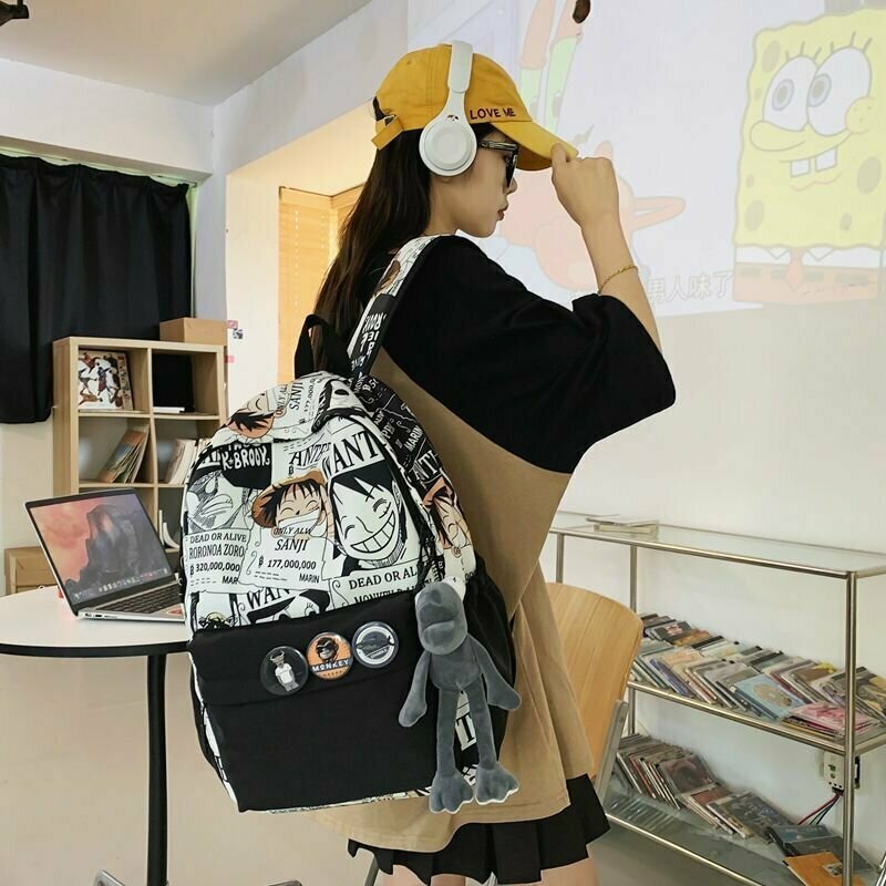 Школьный рюкзак Аниме One Piece Schoolbag средней школы высокой емкости рюкзак