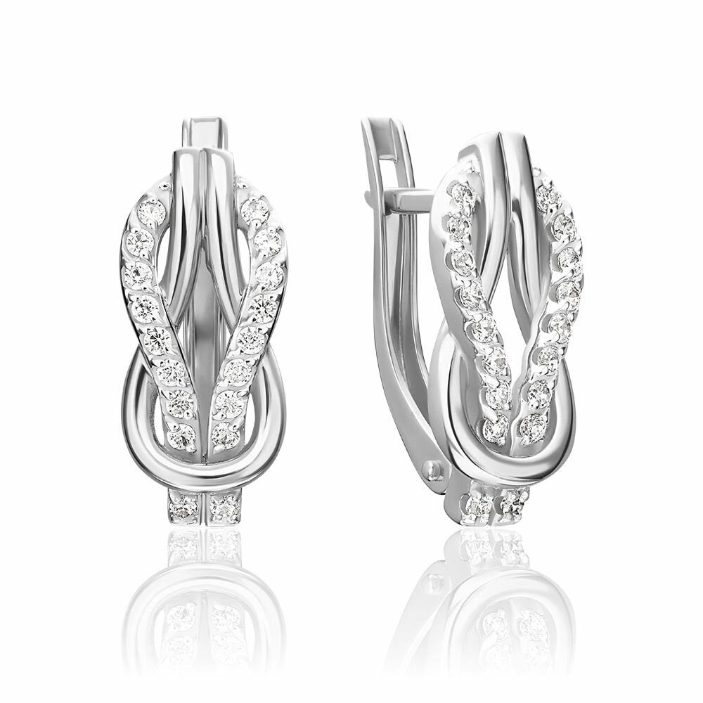 Серьги, белое золото, 585 проба, родирование, фианит