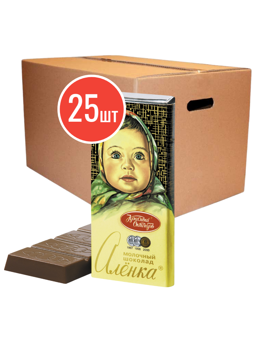 Шоколад "Алёнка" от Красный Октябрь, молочный, без начинки, 60г, 25 шт
