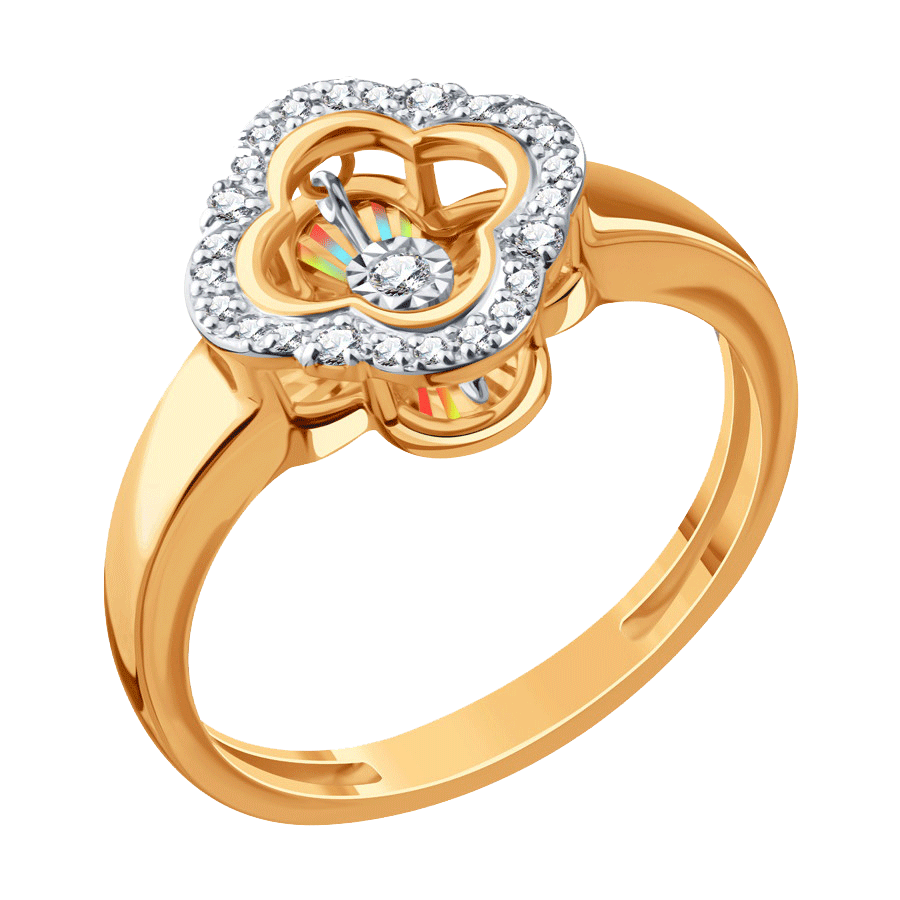 Кольцо, красное золото, 585 проба, бриллиант