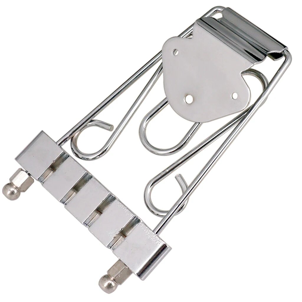 Серебристый трапециевидный струнодержатель для 4-струнного электробаса