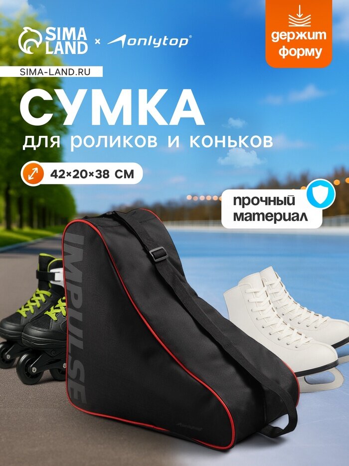 Сумка для коньков и роликов Impulse, черная, 42х38х20 см 9929501