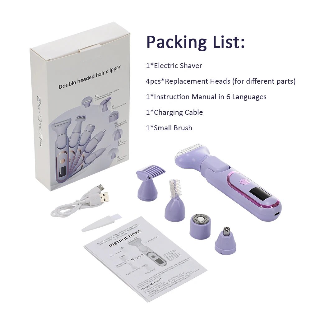 5 в 1, электрическая женская бритва, эпилятор для удаления волос на теле, безболезненный беспроводной триммер, бритва, подарки для женщин, бытовая техника, Shaver