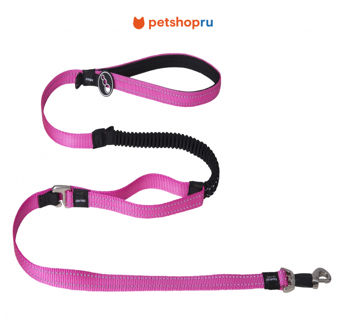 Rogz поводок 2 в 1 с системой "антирывок", р-р M (ш: 1,6см, дл: 1,4 м), розовый