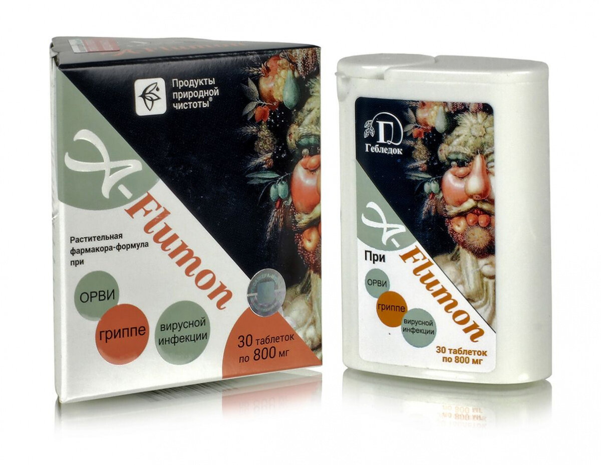 Афлумон Противопростудное и противовирусное средство A-Flumon, 30таблеток по 800мг