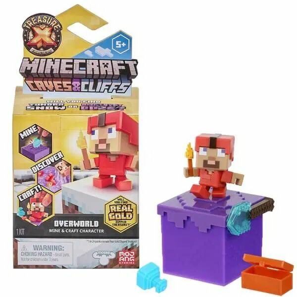 Treasure X Minecraft Caves & Cliffs Невероятный шахтер и ремесленный персонаж Серия 2 Single Pack