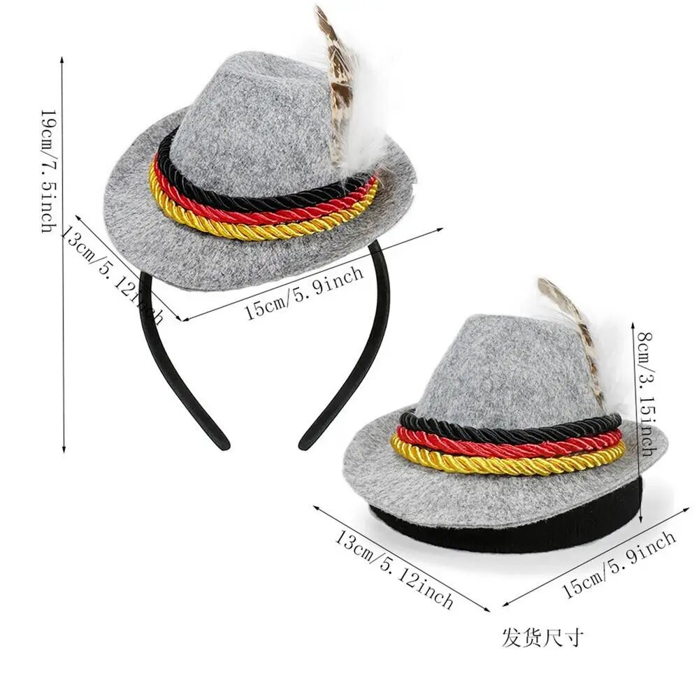 Октоберфест повязка на голову фестиваль пива аксессуары для головы фетровые ретро украшения повязки шляпа для взрослых Октоберфест Хэллоуин тема