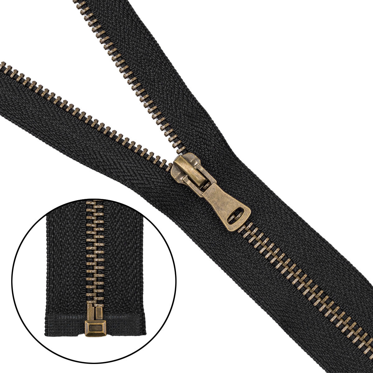 Молния металлическая разъемная 75 см, 5 шт, Т5 (антик, черный), Айрис