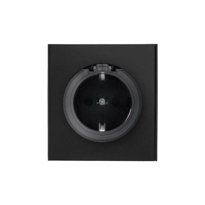 Розетка 1-м СП STRONG MIELE 16А с заземл. защ. шторки и крышкой антрацит Kranz KR-78-0702-5