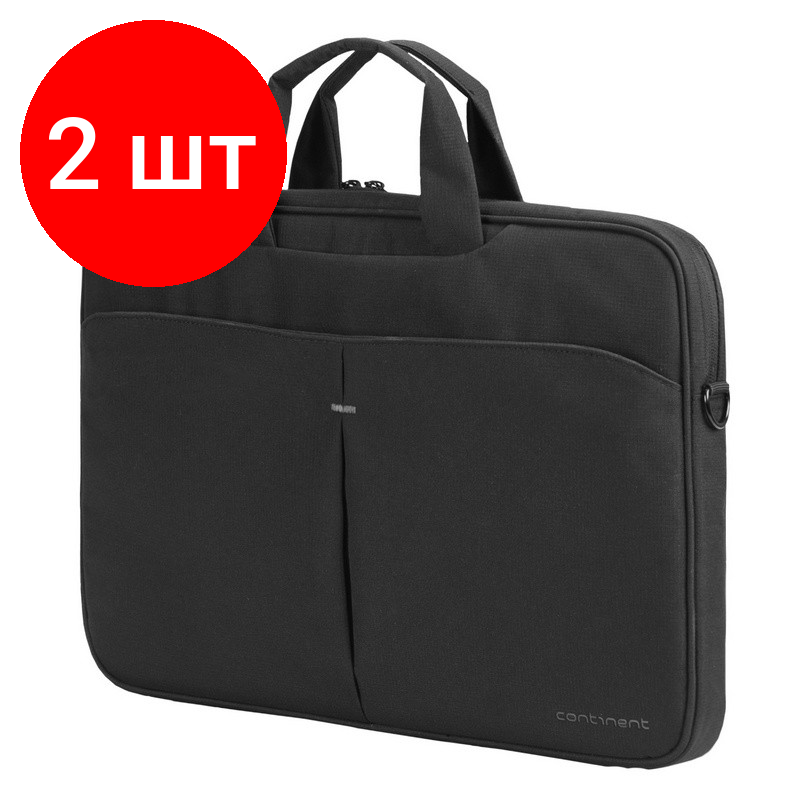 Комплект 2 штук, Сумка для ноутбука 15.6, Continent, черная, СС-012 Black