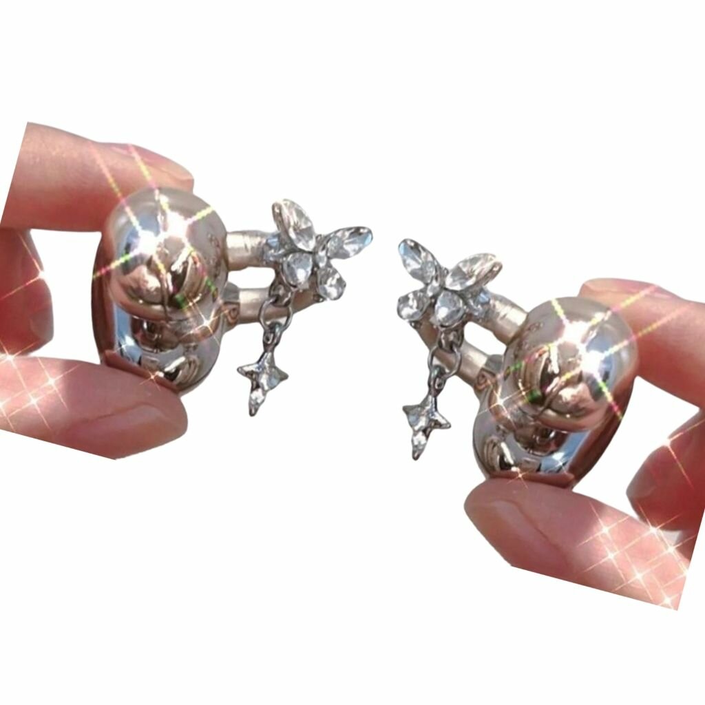 Кристальные зажимы-бабочки для наушников, - Одна пара, две