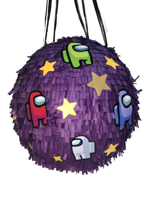 Пиньята Among Us Амонгас шар фиолетовый без наполнения для праздника