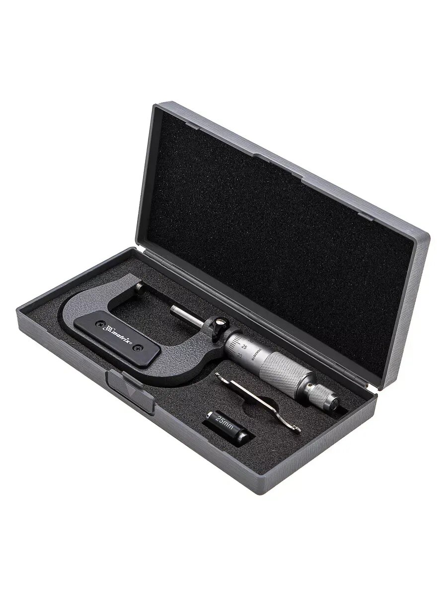 Микрометр механический 25-50 мм, стопор, кейс, MATRIX 317505
