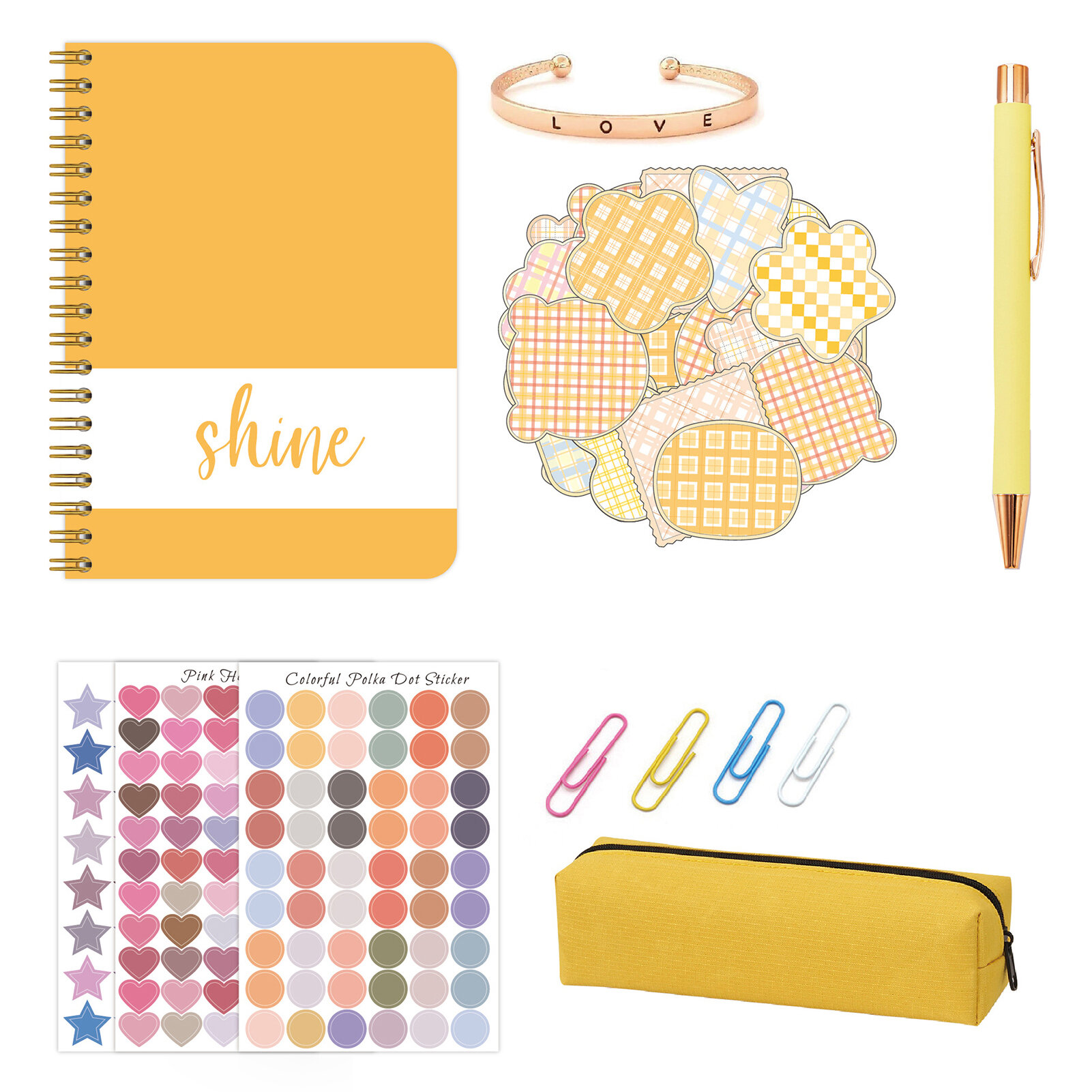 DIY Journal Kit Planner Notebbok Набор принадлежностей для скрапбукинга и дневников, забавные милые предметы искусства и рукоделия, включая наклейку/скрепку/нейтральную ручку/браслет Отличный подарок для девочек-подростков 8-14 лет