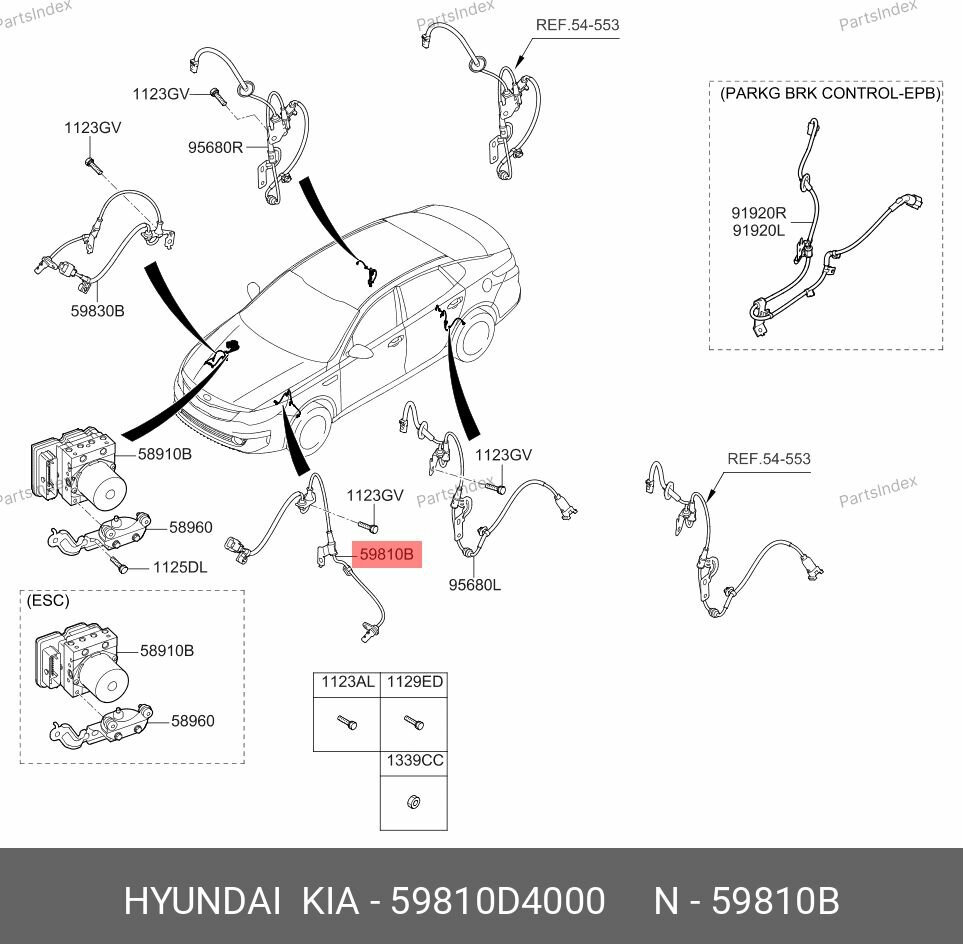 Датчик ABS передний левый, HYUNDAI/KIA/MOBIS 59810D4000