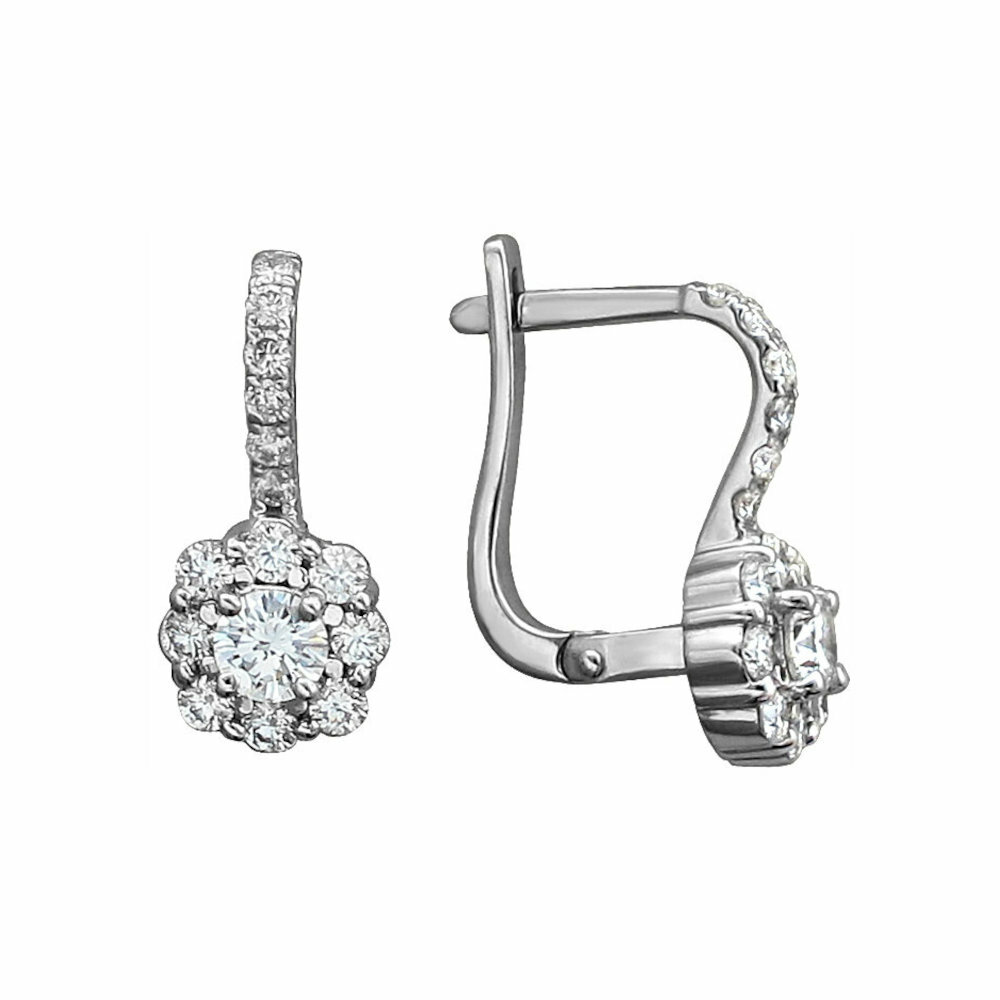 Серьги, белое золото, 585 проба, бриллиант