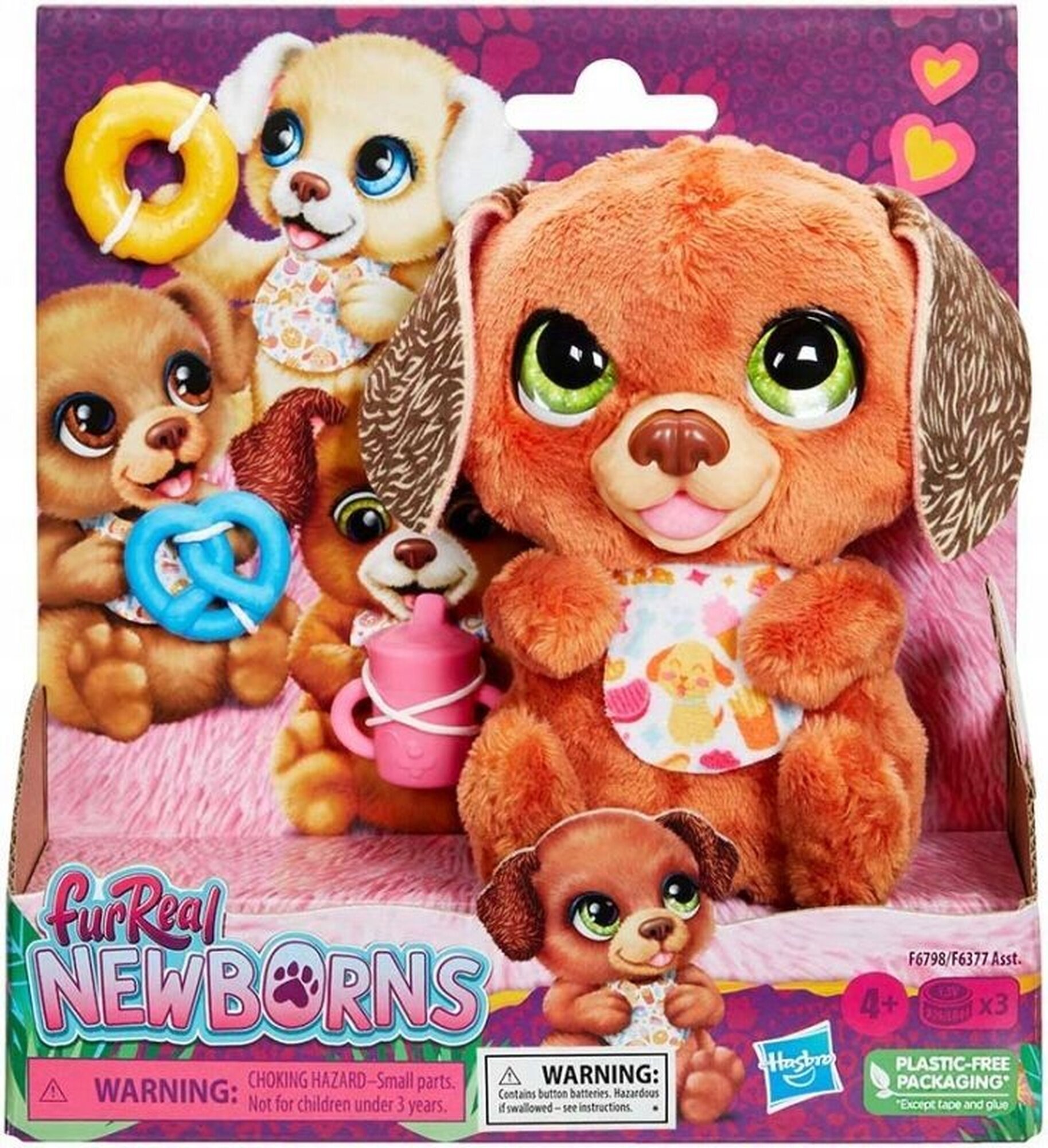 Интерактивная игрушка Hasbro FurReal Newborns - Плюшевая игрушка-талисман щенок с аксессуарами - Хасбро F6798
