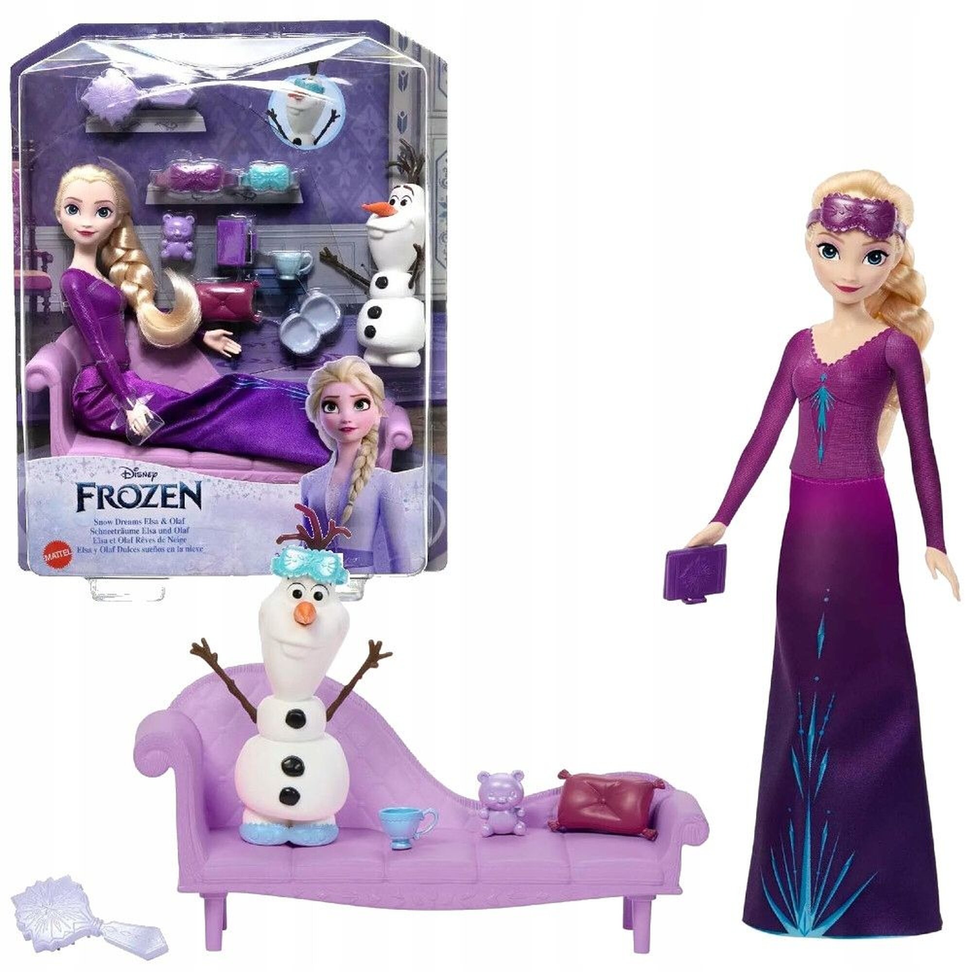 Кукла Mattel Disney Princess - Кукла Принцесса Эльза и Олаф с диваном и аксессуарами - Дисней Принцессы HLX27