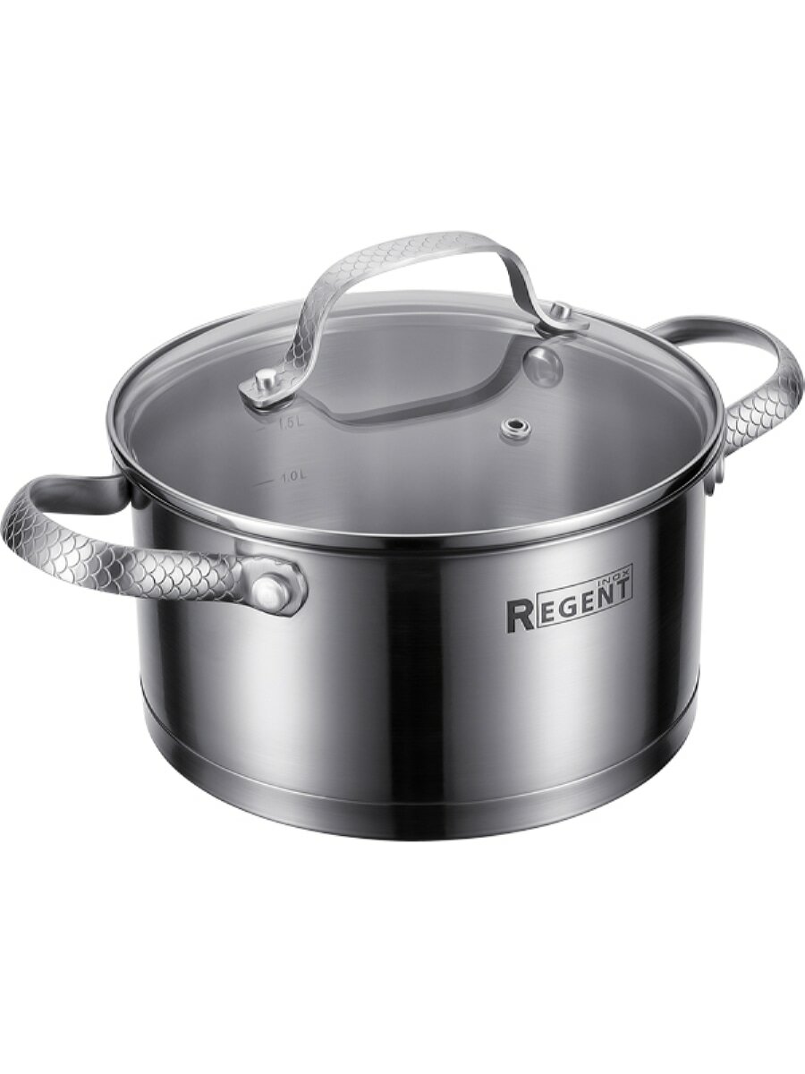 Кастрюля с крышкой из нержавеющей стали 2,4 л, посуда для кухни металлическая для индукции