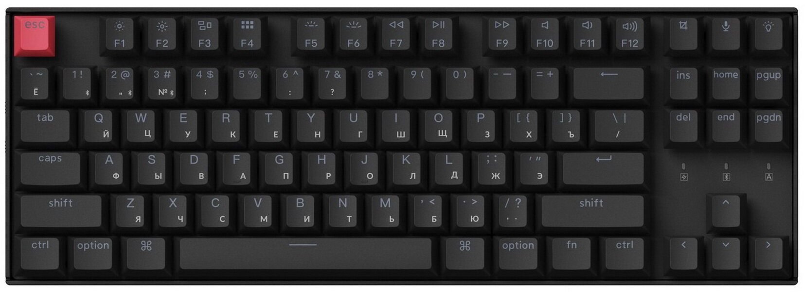 Беспроводная механическая клавиатура QMK Keychron K8 (Version 2), 87 клавиш, RGB подсветка, Keychron Red Switch