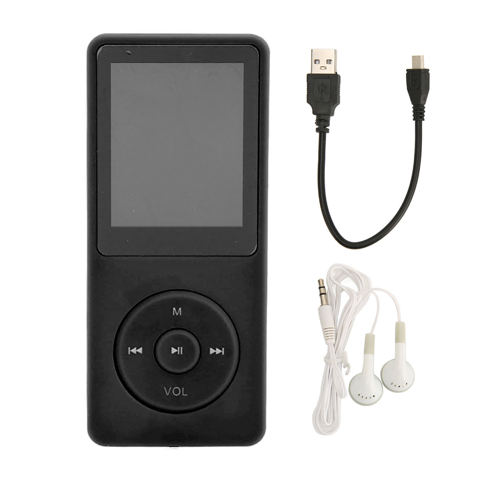 MP3-плеер 1,8 дюйма TFT HD экран, встроенный микрофон, FM-радио, миниатюрный портативный музыкальный плеер с наушниками, черный
