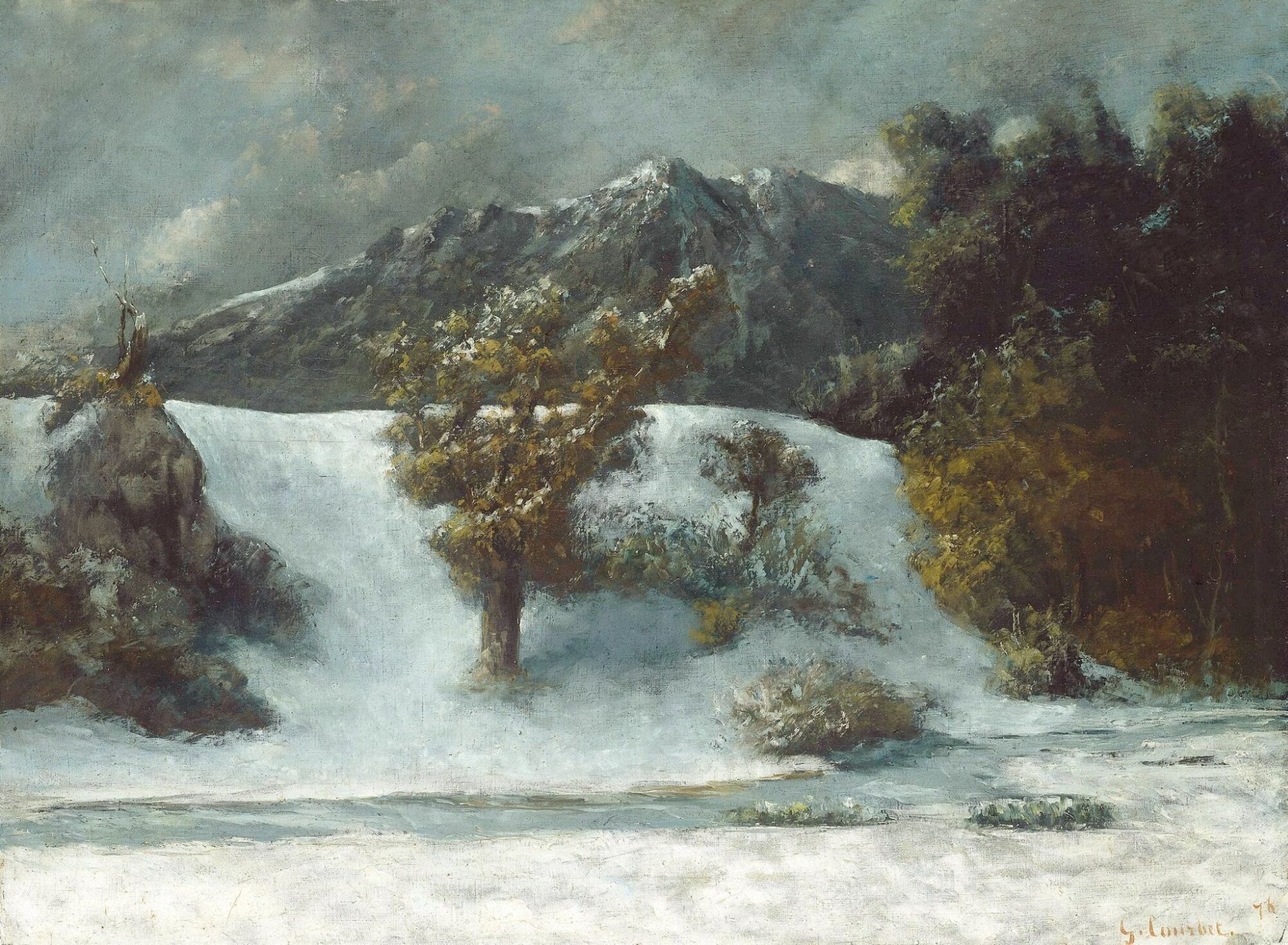 Картина Курбе Гюстава Зимний пейзаж 80х59 см