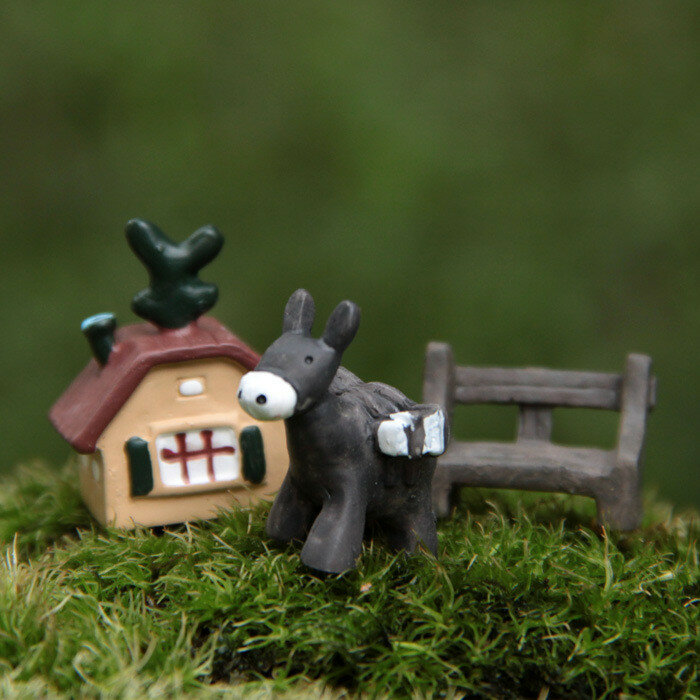 Набор фигурок животных из смолы маленький свежий в стиле мультфильм для сада diy микроландшафт декор ослик