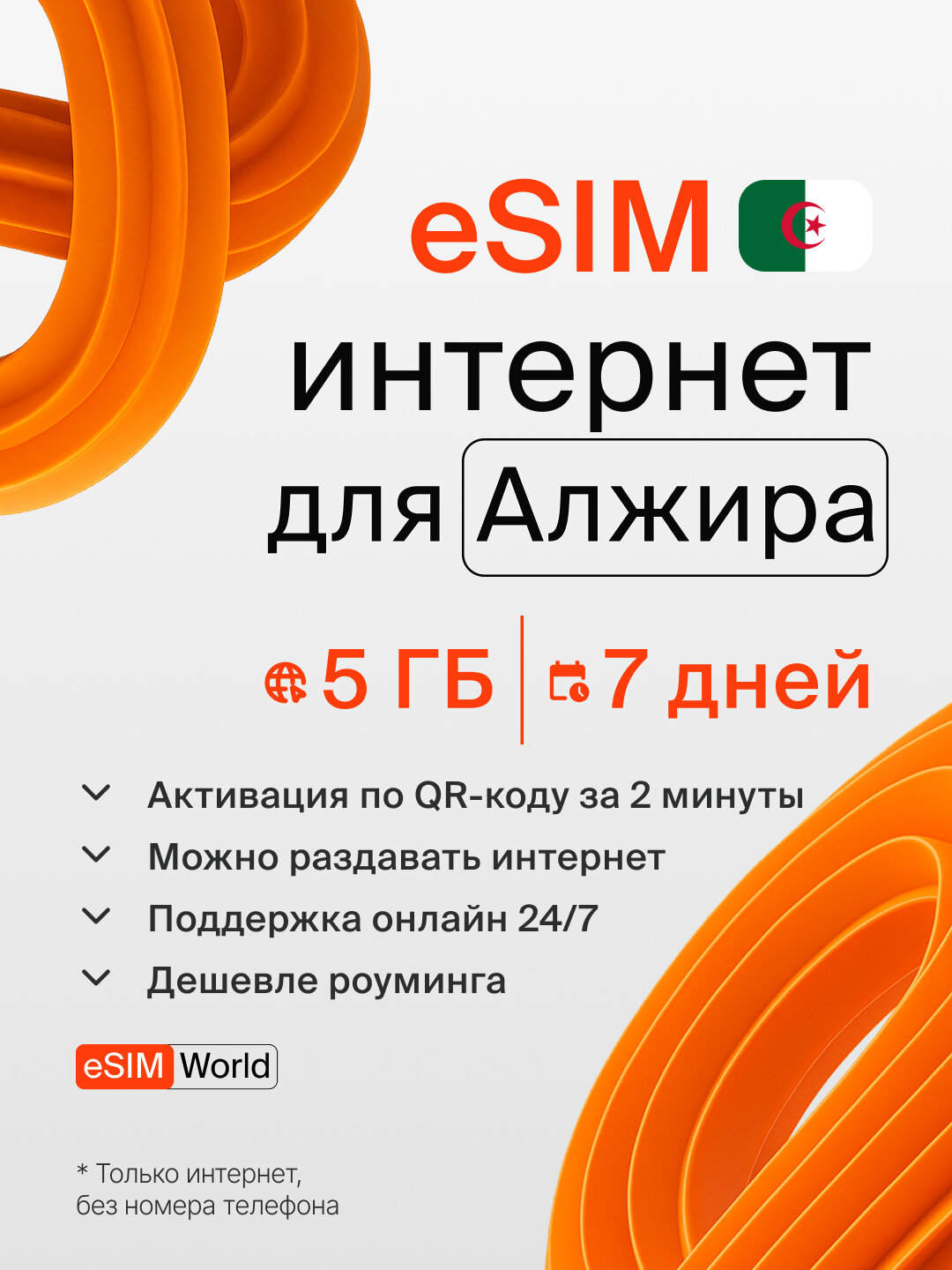 5 ГБ / 7 дней: Туристическая eSIM Алжир комфортный интернет в поездке