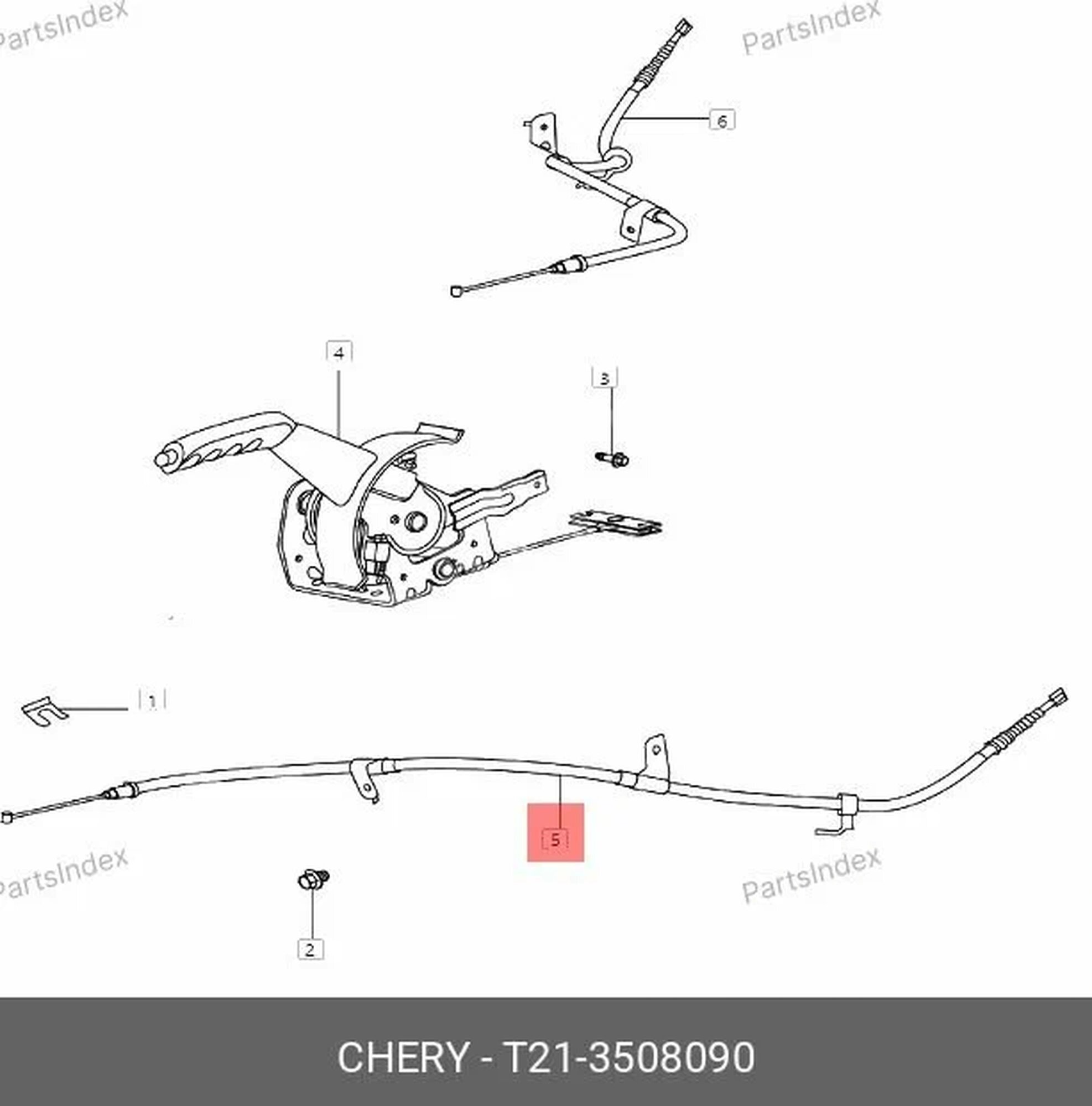 Трос стояночного тормоза (ручника) левый, CHERY T213508090