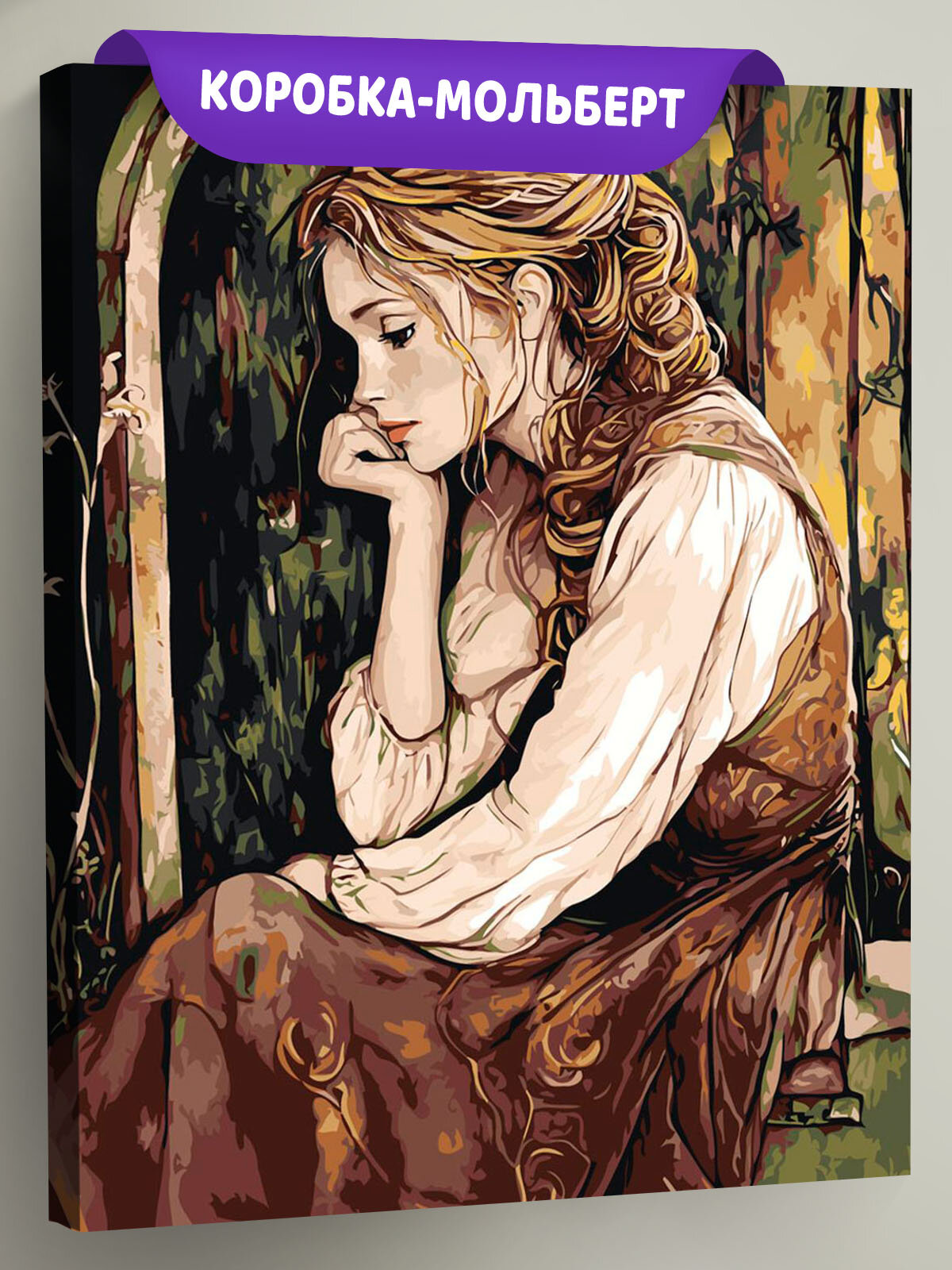 Картина по номерам на холсте с подрамником 40х50 "Портрет девушки в стиле прерафаэлитов" люди