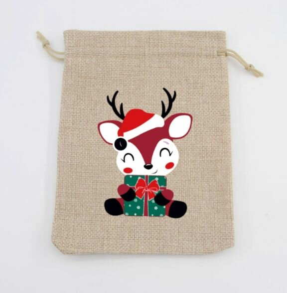 Мешок для подарков новогодний 20*30 см Олень №3