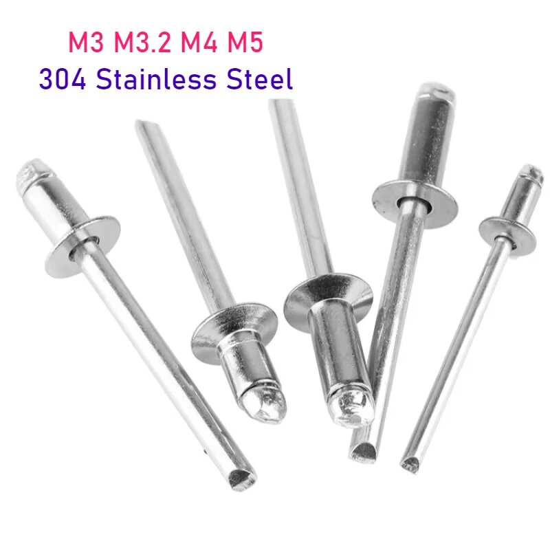 M3 M3.2 M4 M5 304 Нержавеющая сталь с потайной головкой Заклепка с глухой головкой Заклепки с сердечком Декоративные гвозди Длина 6 мм ~ 20 мм