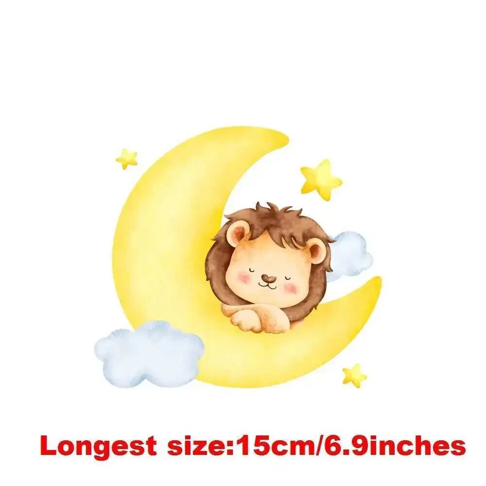 Детские термопереносные наклейки 15см Луна Лев Тигр YTH0367-14