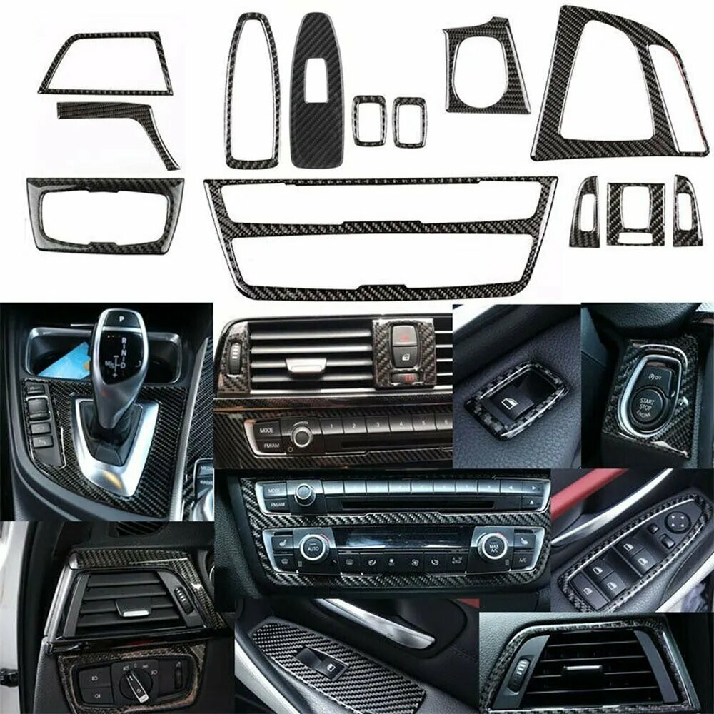 13 элементов отделки салона из настоящего карбонового волокна для bmw 3/4 серии f30 f34 f36