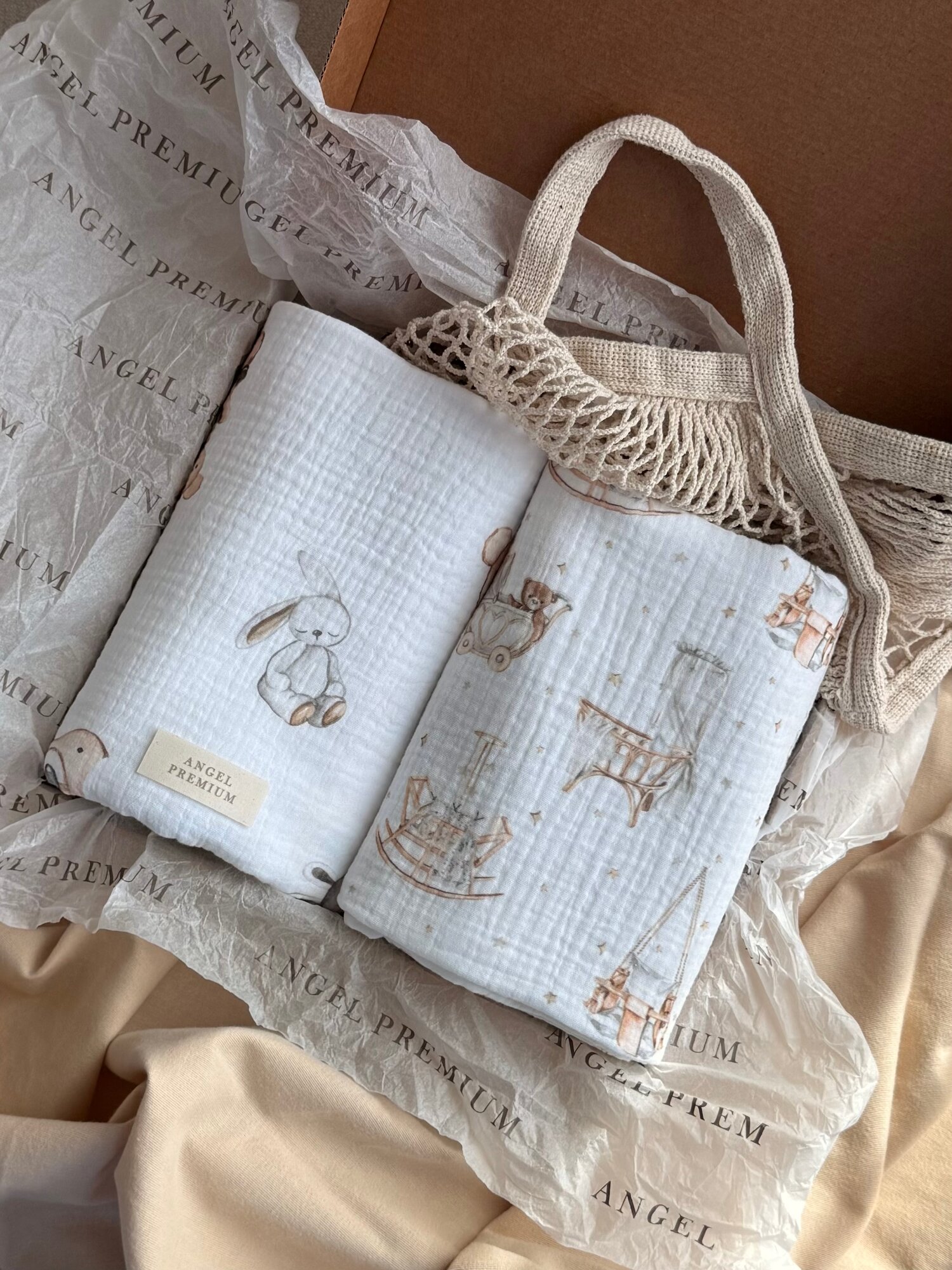 Набор больших эксклюзивных муслиновых пеленок ANGEL PREMIUM