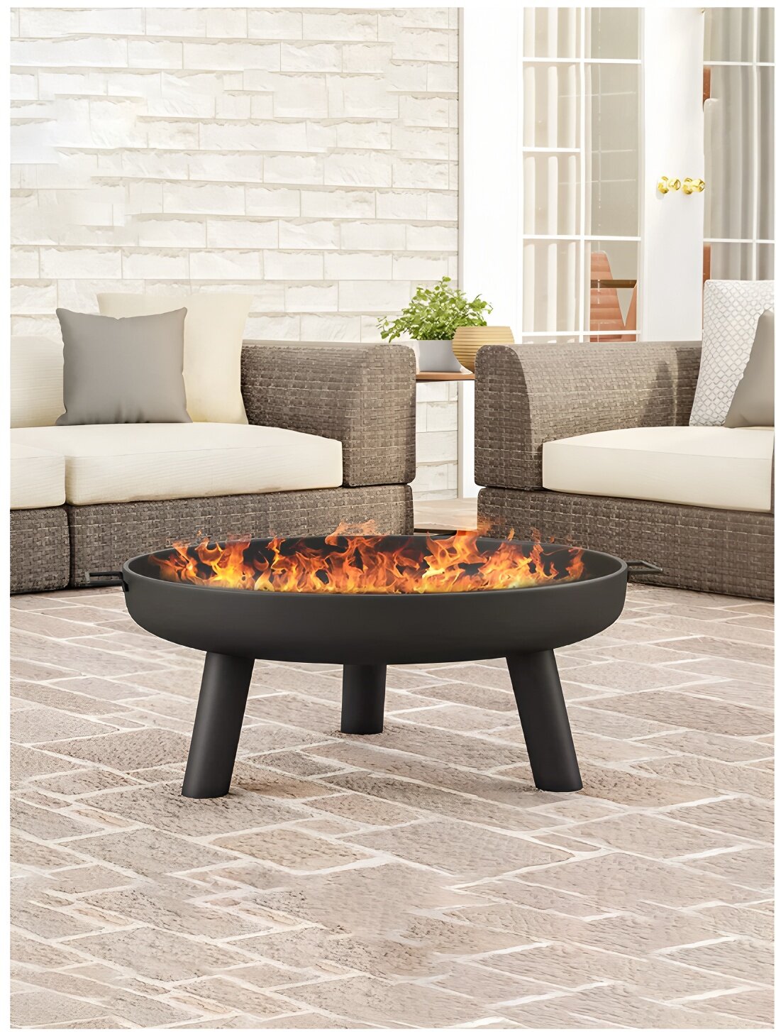 Костровая чаша, 78x78x24.5 см, круглая, устойчивая, для улицы