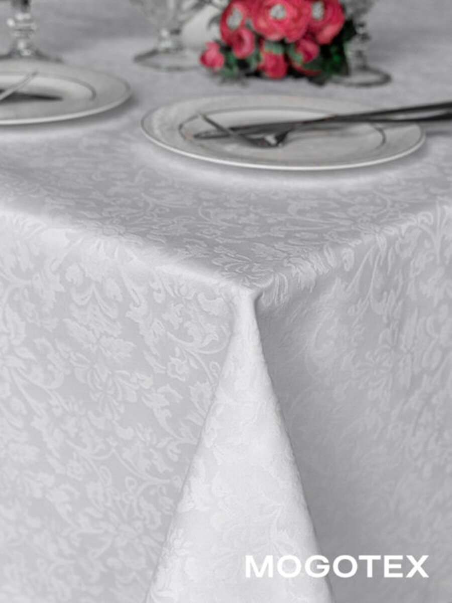 Скатерть моготекс 300х150, прямоугольная на праздник хлопковая грязеотталкивающая водоотталкивающая