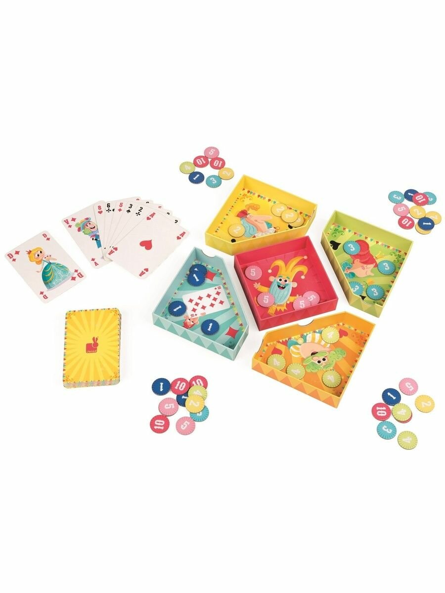 JANOD Настольная карточная игра Желтый карлик 52 карты с жетонами для детей и семьи