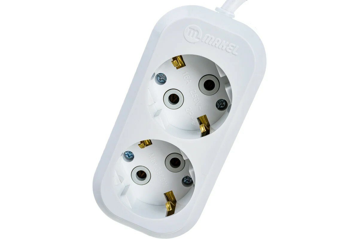 Удлинитель MAKEL евро 2 метра 2 розетки 3,5 кВт 16А белый MGP 112