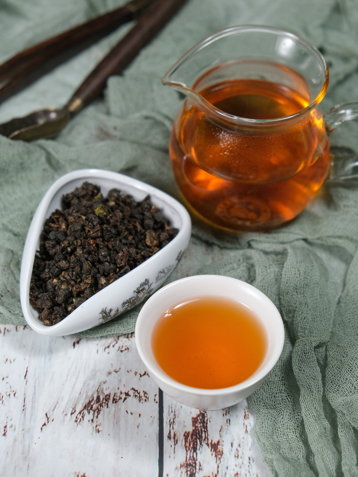 Чай улун «Габа Алишань», Янтарная Габа, Тайвань, крупнолистовой скрученный лист, 50г.