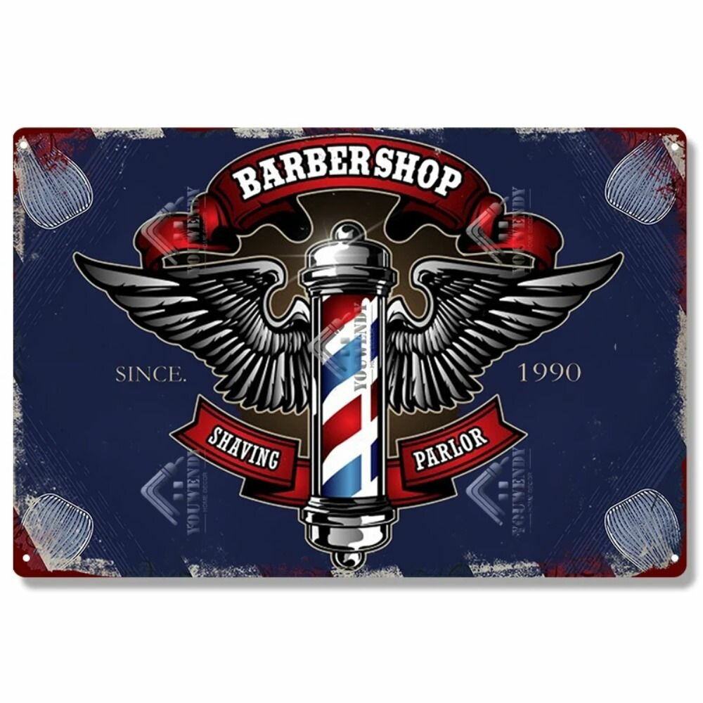 Алюминий табличка Real barber, картина на стену барбершопа, металл, 20х30 см