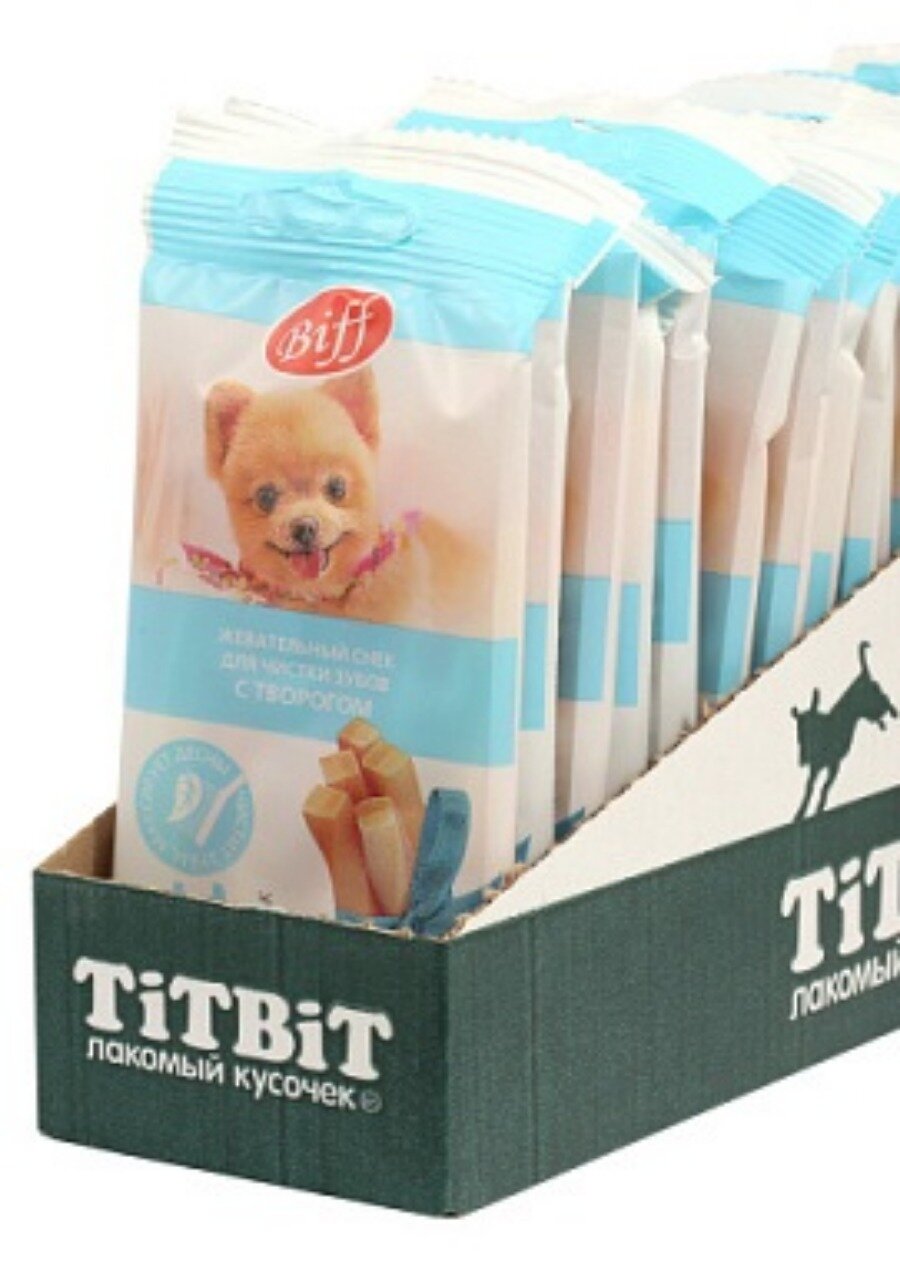 TitBit Лакомство для собак мини пород Жевательный снек Dent с Творогом 5шт(10шт)