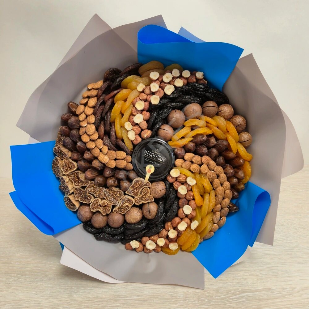 Съедобный букет LAKRES "Мужской", с орехами, сухофруктами и медом