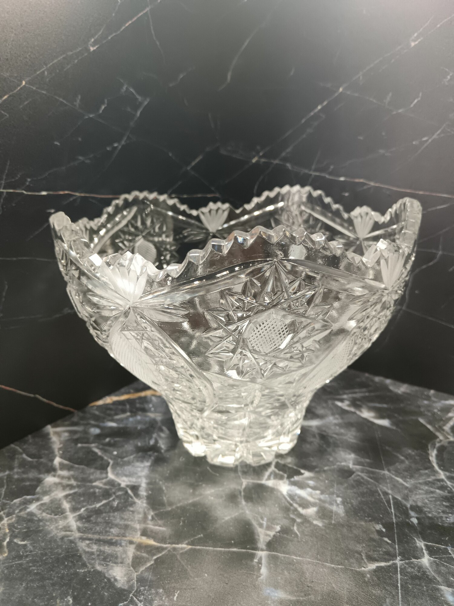 Хрустальная ваза/салатник/фруктовница оригинальной формы, винтаж СССР