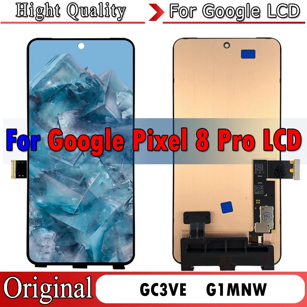 6,7 "оригинальный ЖК-дисплей для Google Pixel 8 Pro, преобразователь сенсорного экрана в сборе для Google Pixel 8 Pro GC3VE G1MNW, дисплей Black With Frame