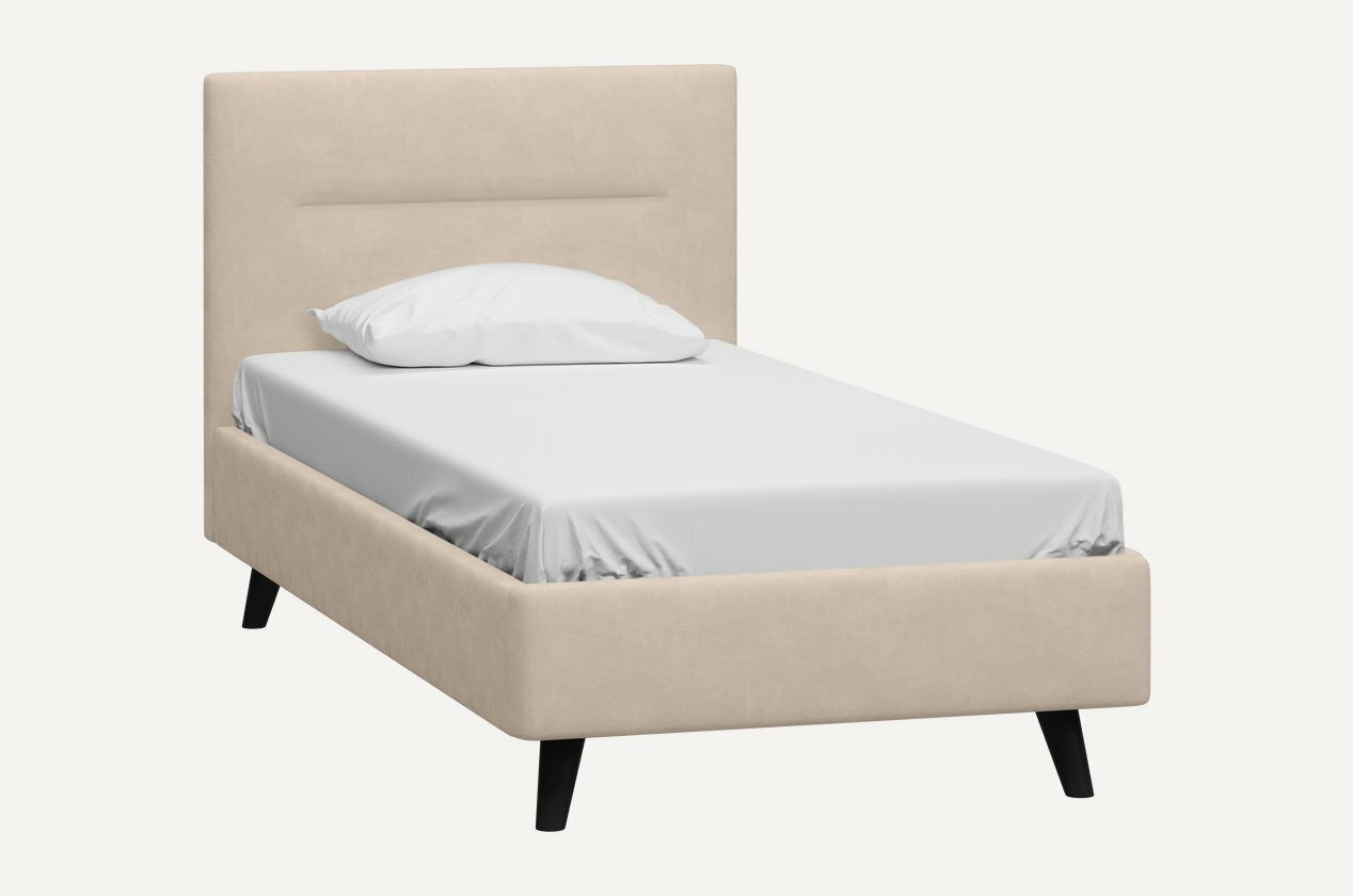 Кровать 120x200 односпальная Divan.ru Пайл 120 Велюр Светлый, 200х120х101 см