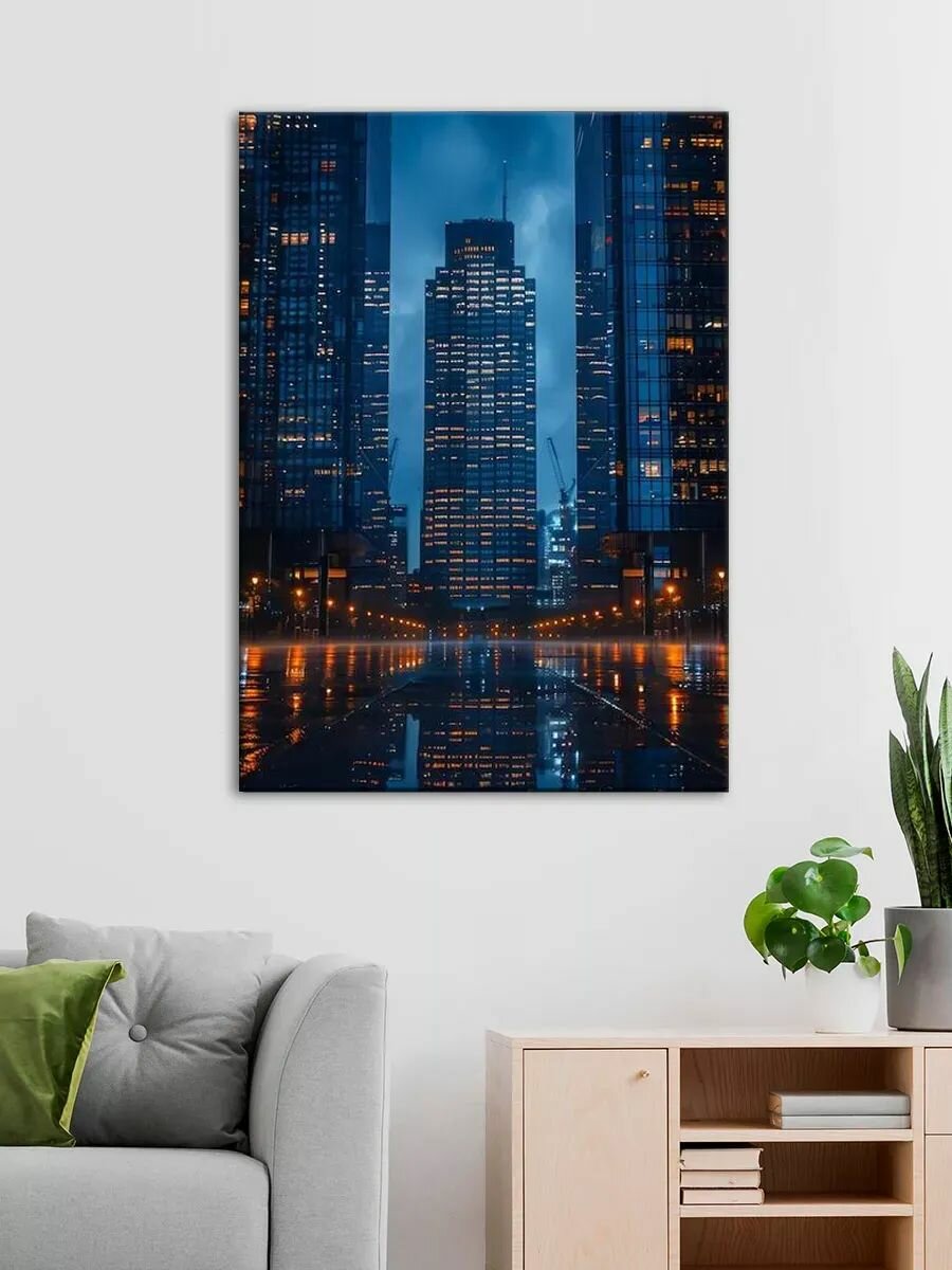 Картина на стену "Ночной город", 30х40 см