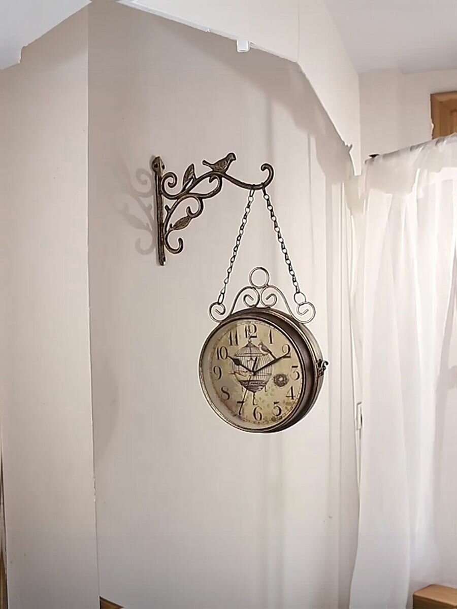 Старинные двухсторонние бесшумные настенные часы из кованого железа, подвесные часы, украшения для дома, спальни, общежития, стены
