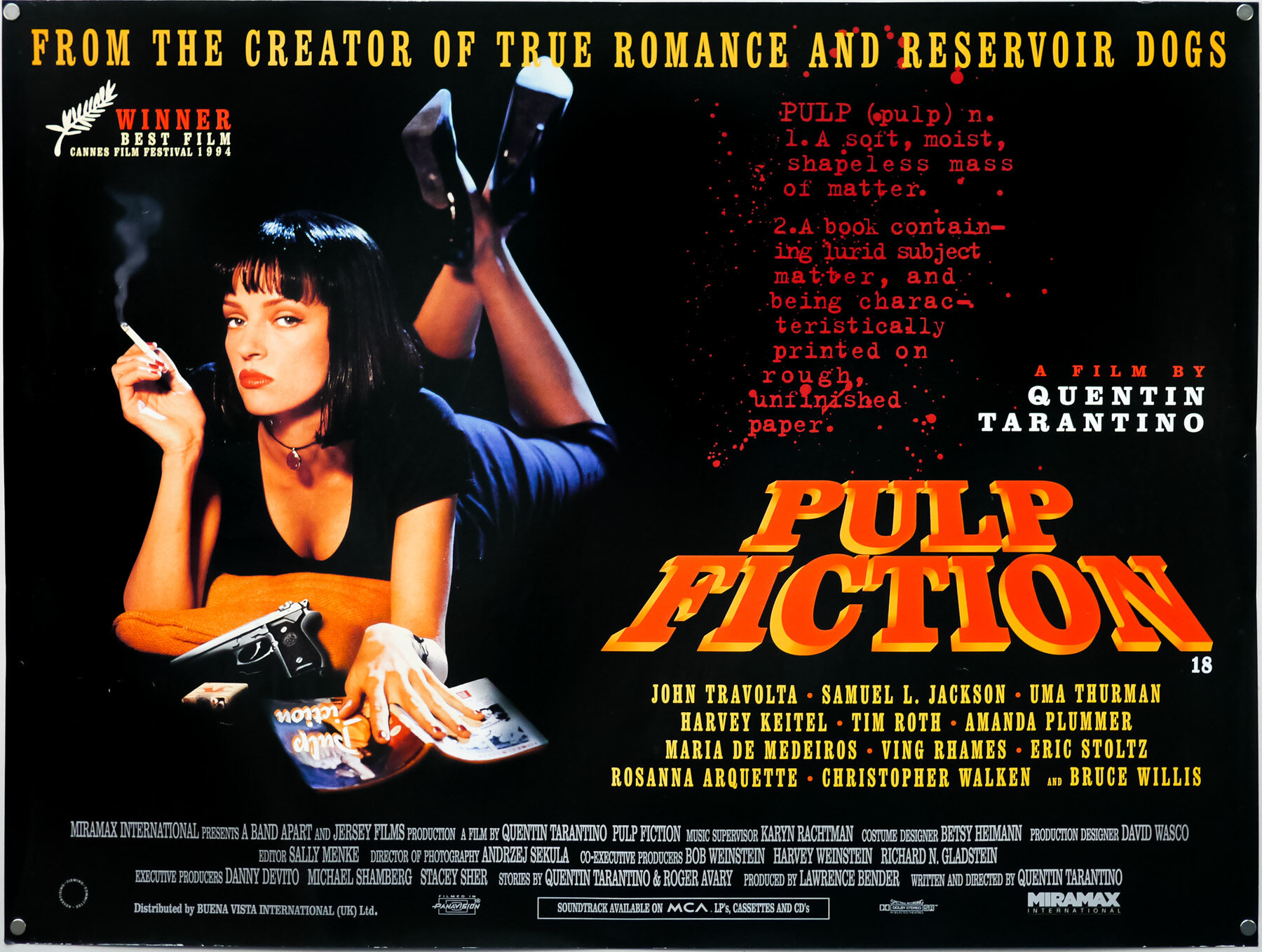 Плакат, постер Криминальное чтиво (Pulp Fiction 1994) на холсте, размер 21х30см