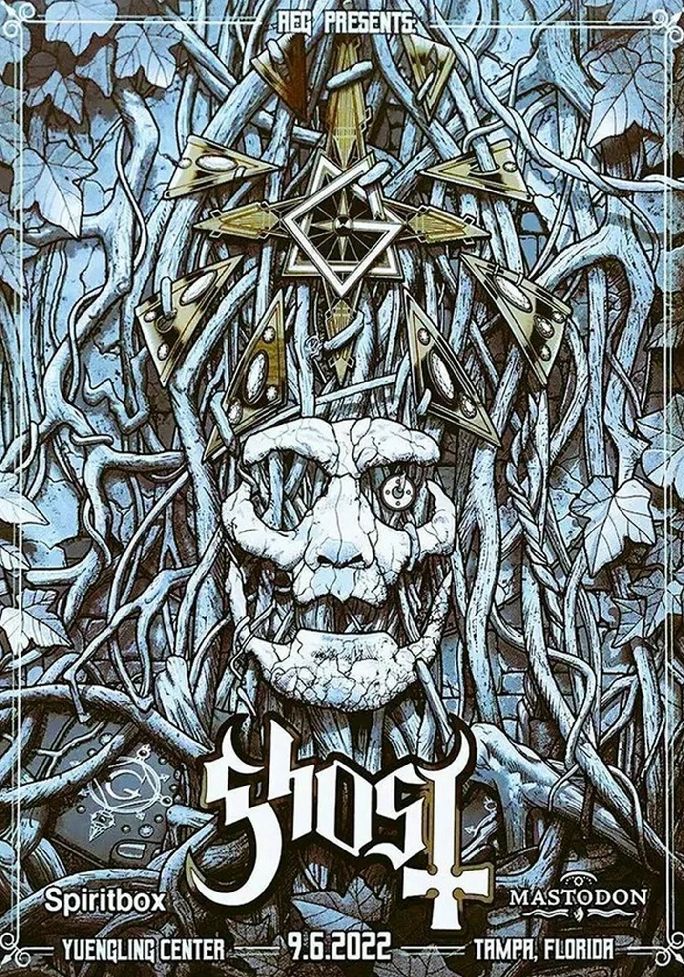 Плакат, постер Ghost метал рок группа на бумаге, размер 21х30см